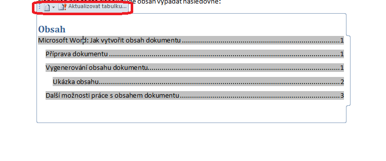 Microsoft Word: Automaticky generovaný obsah dokumentu | Michal Zobec ...